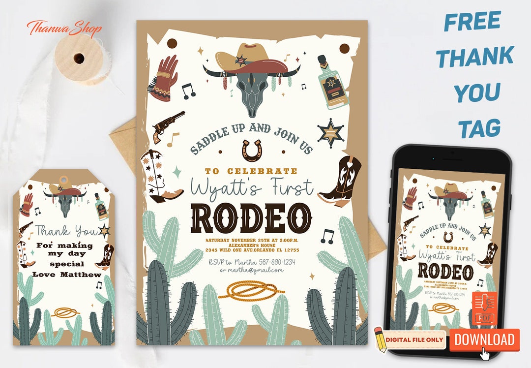 First Rodeo Birthday Invitations, First Rodeo Birthday Invitation ...