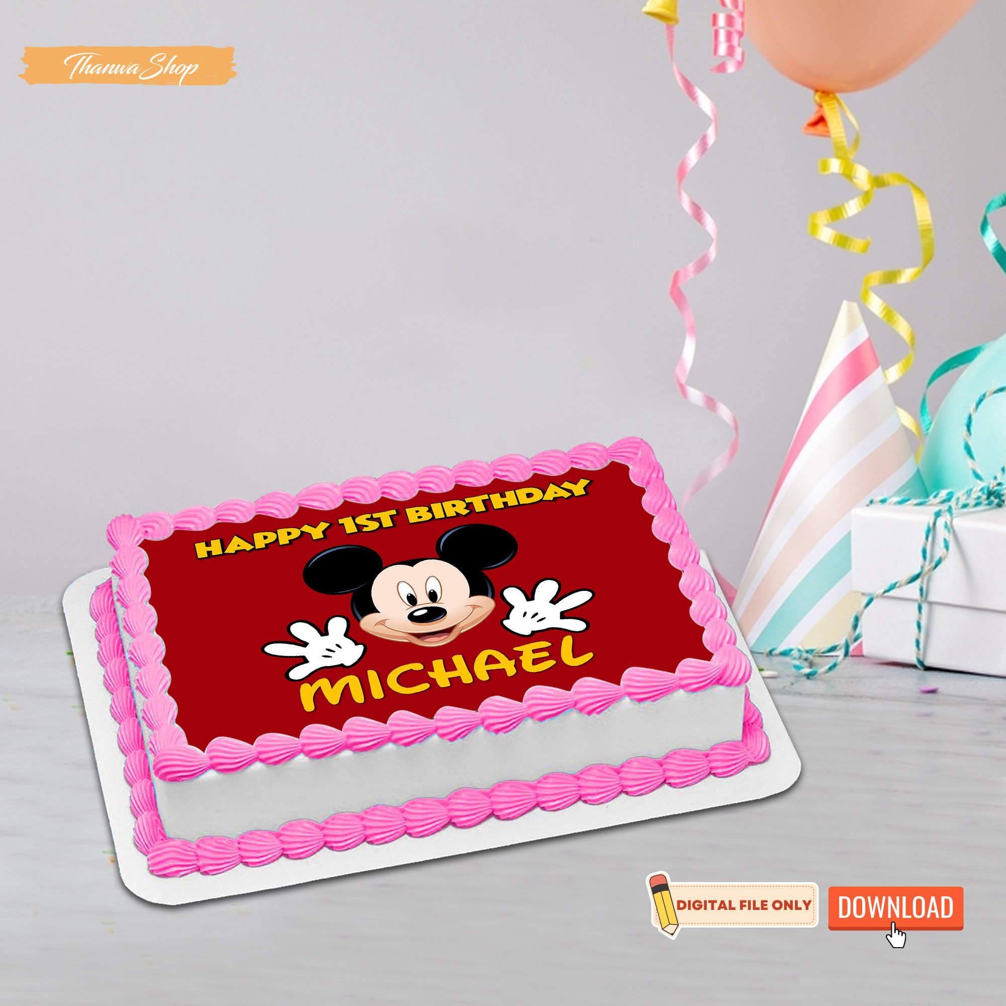 Printable Mickey Mouse Birthday Cake Topper Mickey Mouse - Etsy