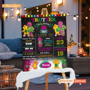 Personalized Barney Chalkboard Sign, Personalized Chalkboard Sign ...