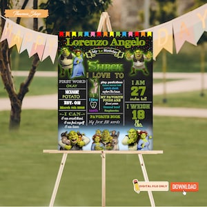 Shrek Birthday Chalkboard,shrek Birthday Party, Shrek Party Banner ...