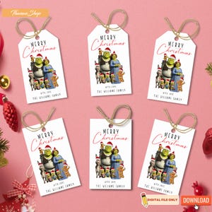 Shrek Christmas Favor Tag Printable, Personalized Shrek Gift Tag for ...