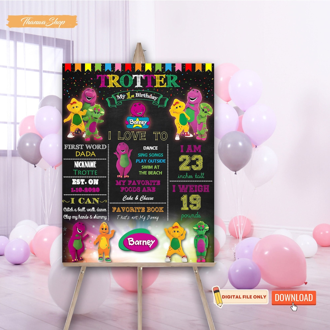 Personalized Barney Chalkboard Sign, Personalized Chalkboard Sign ...