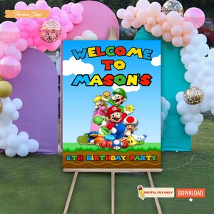 Mario Brothers Sign, Personalized Birthday Welcome Sign, Mario Bros ...