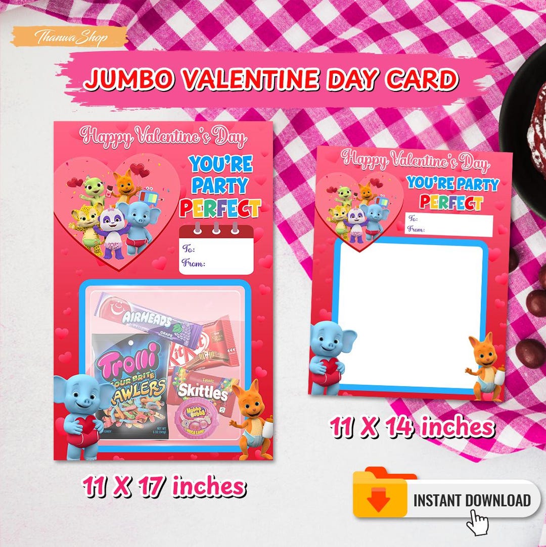 Word Party Valentine Day Treat Card Template, Digital Jumbo Valentines ...