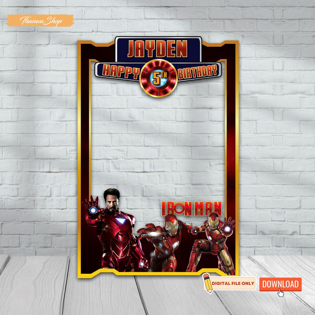 Iron Man Photo Booth Frame, Iron Man Party, Superhero Photo Booth Frame ...