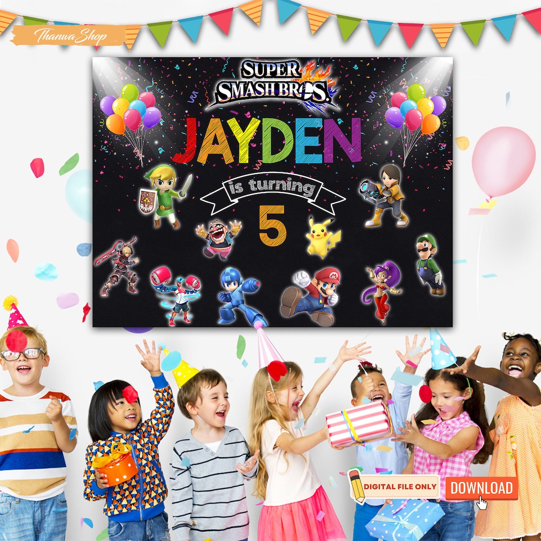 Super Smash Bros Birthday Backdrop, Super Smash Bros Poster, Super ...