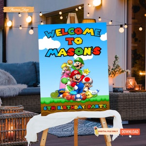 Mario Brothers Sign, Personalized Birthday Welcome Sign, Mario Bros ...