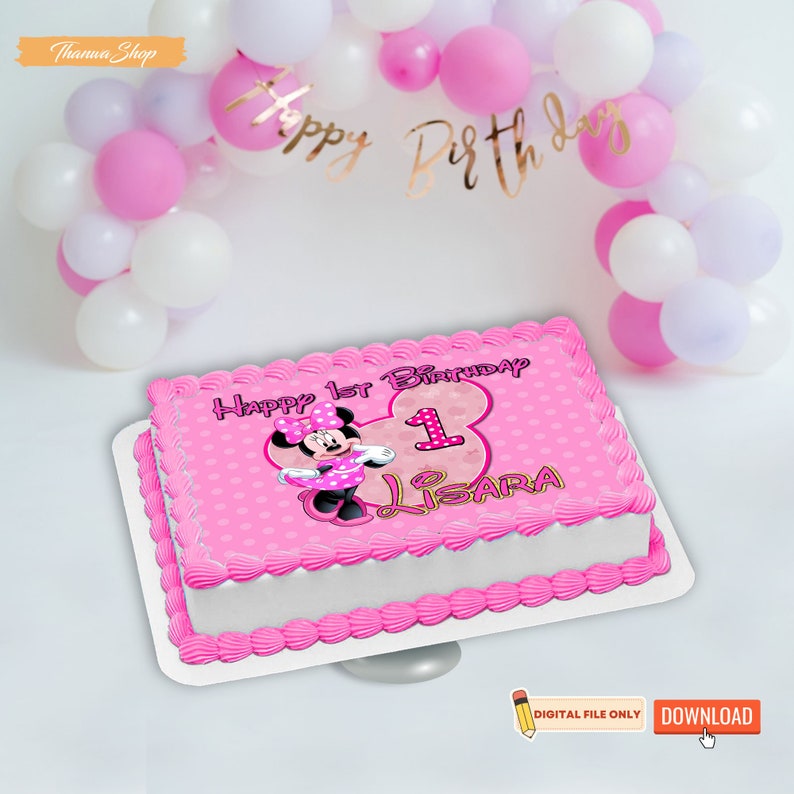 Personalized Minnie Mouse Birthday Cake Topper (digital Download) - Etsy