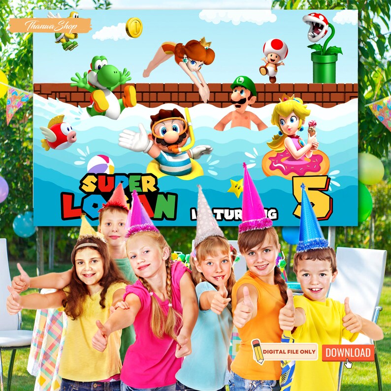 Mario Party Supplies Super Mario Birthday Backdrop Super - Etsy