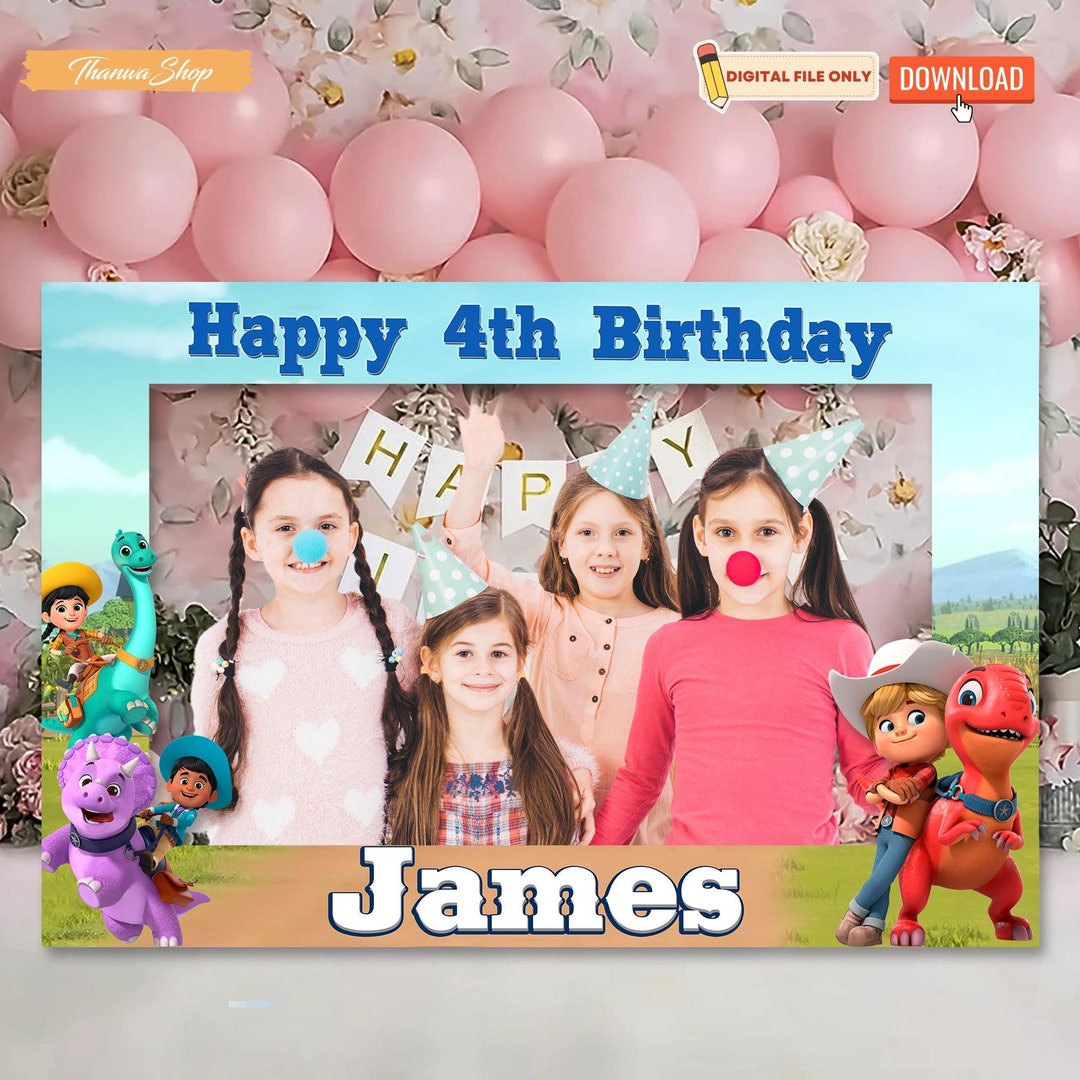 Dino Ranch Photo Booth Frame Printable, Dino Ranch Birthday Party Decor ...