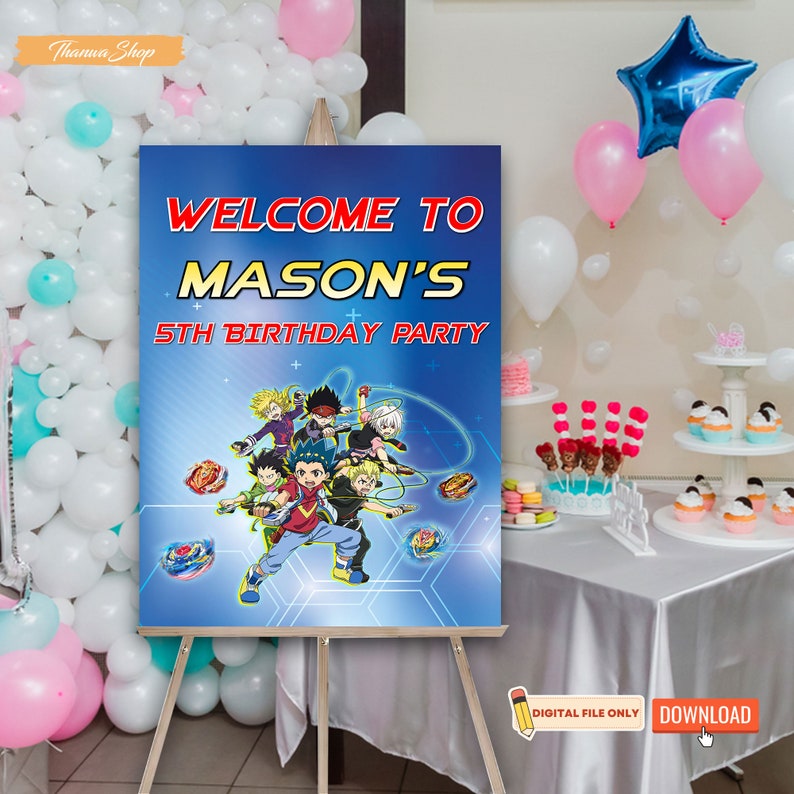 Personalized Beyblade Birthday Sign Birthday Party Sign - Etsy