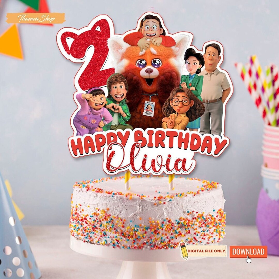 Turning Red Cake Topper, Turning Red Cake Decor,turning Red Birthday ...