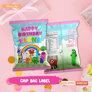 Printable Pink Numberblocks Birthday Party Favor Supplies Bundle Kids ...