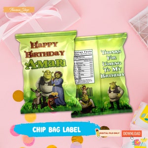 Printable Shrek Birthday Party Supplies Bundle Kids, Custom Name Shrek ...