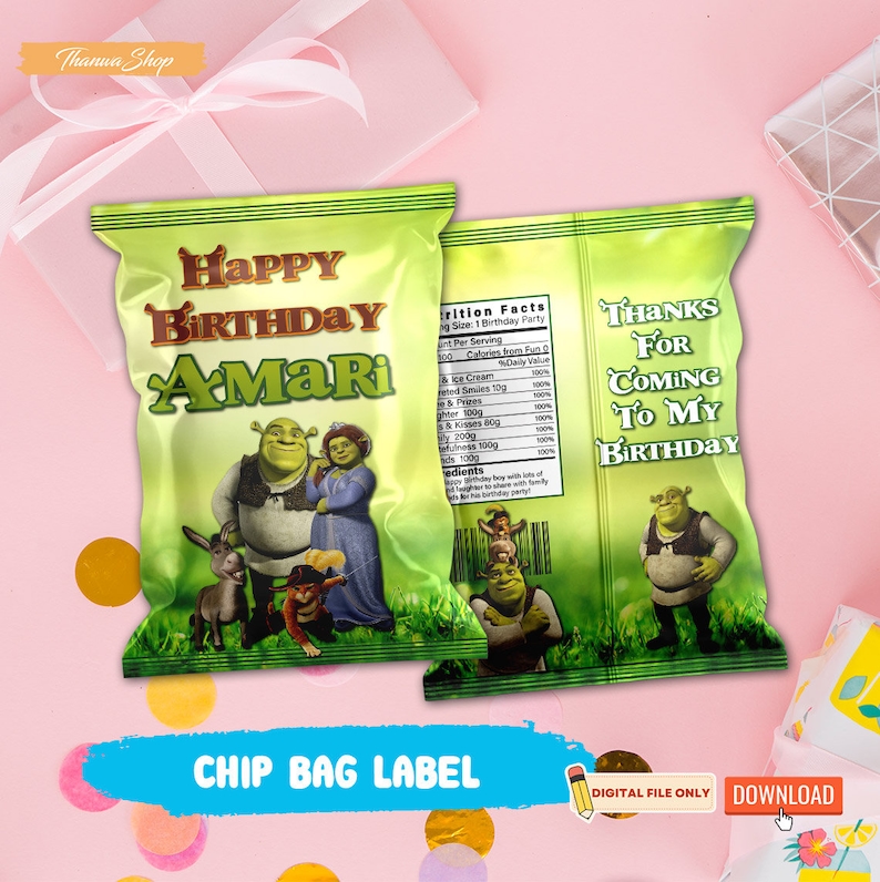 Custom Shrek Birthday Party Supplies Bundle (digital Download) - Etsy