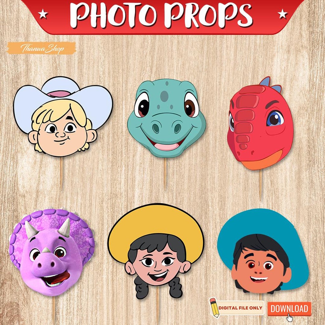 Printable Dino Ranch Photo Props, Dinosaur Birthday Party Decor Digital ...