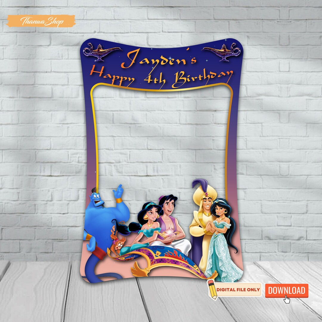 Aladdin Birthday Photo Booth Frame: Personalized Party Prop (digital ...