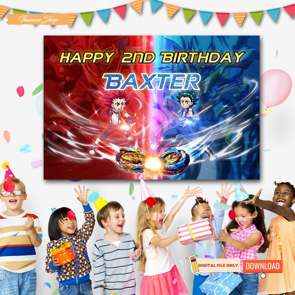Printable Beyblade Birthday Backdrop Beyblade Birthday - Etsy