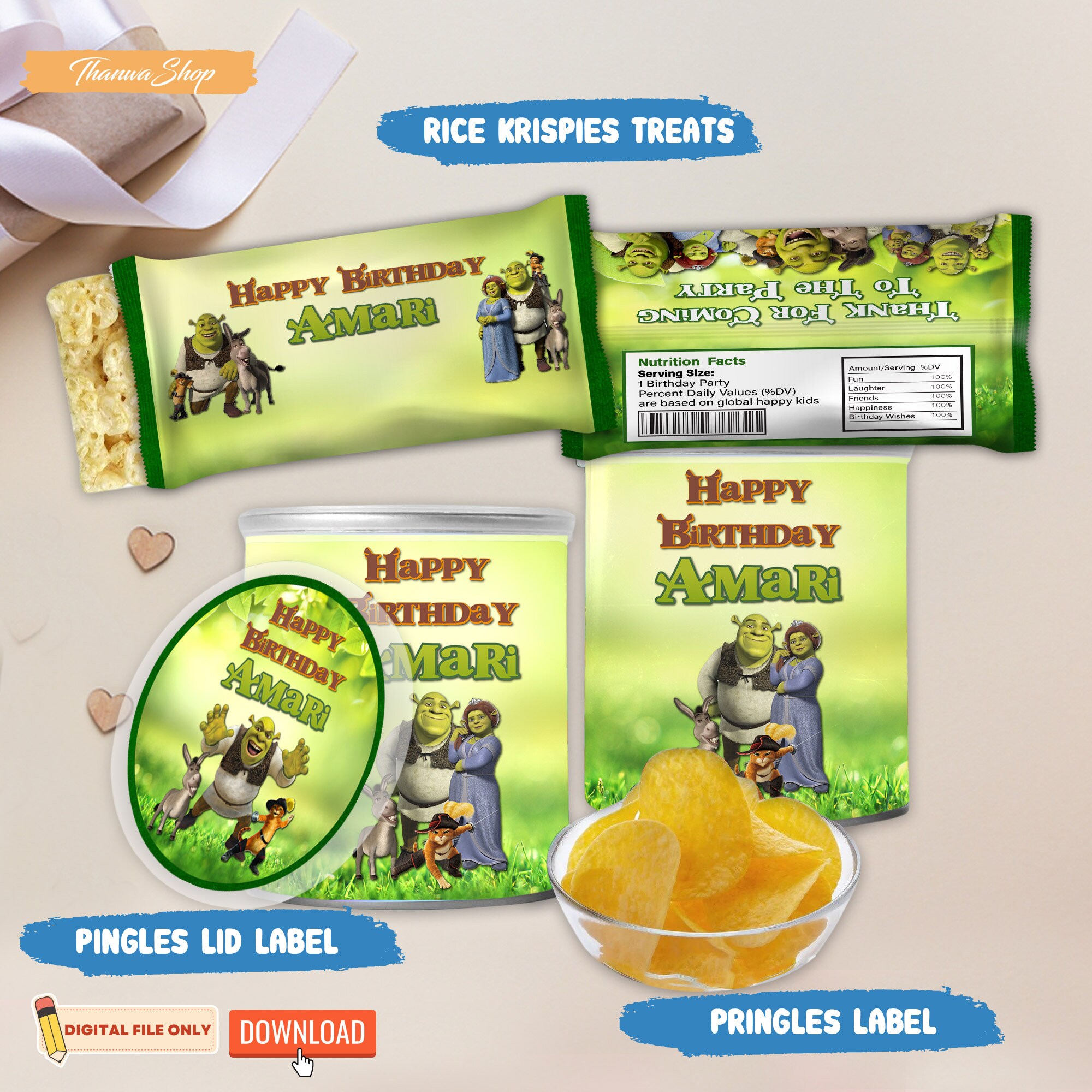 Custom Shrek Birthday Party Supplies Bundle (digital Download) - Etsy
