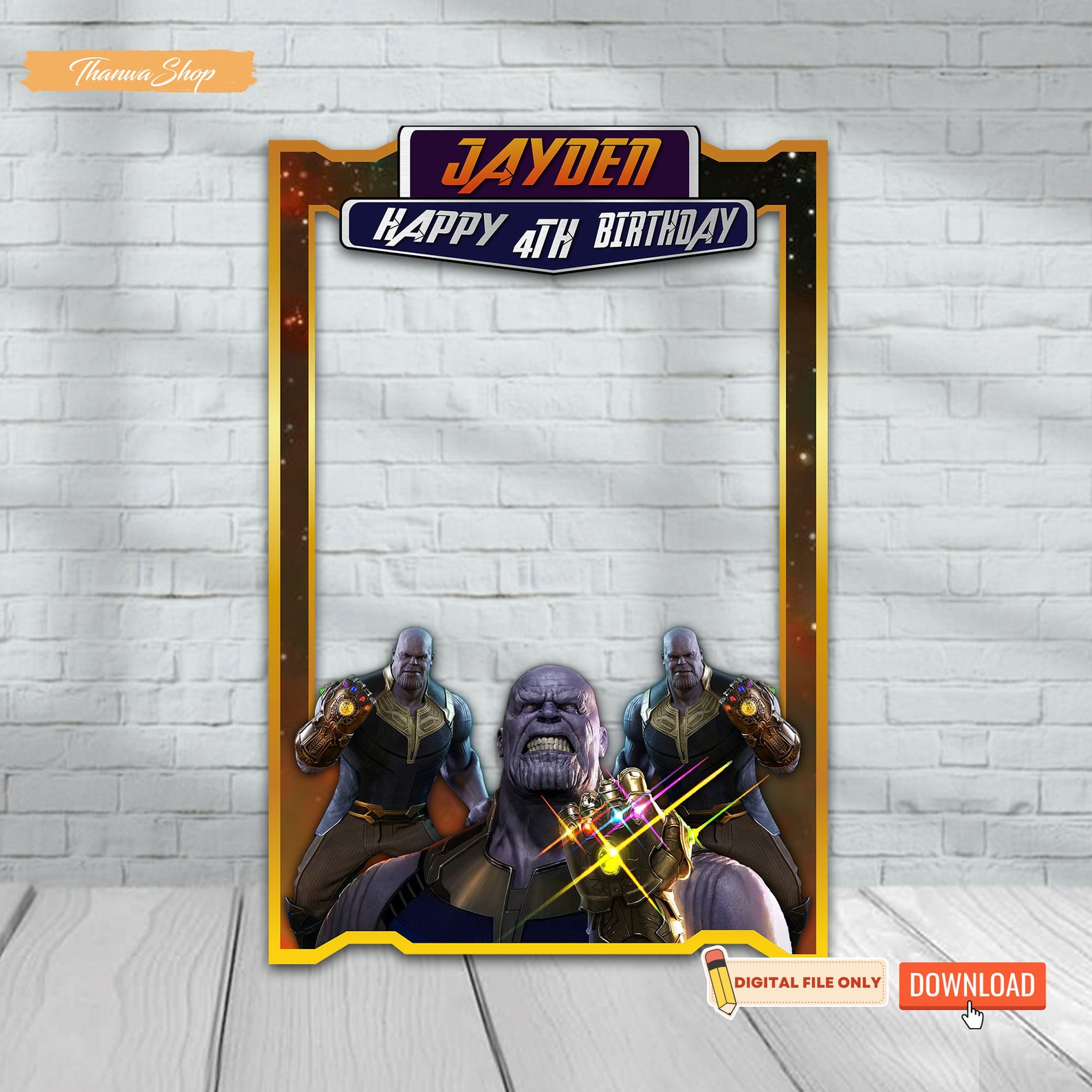Thanos Birthday Frame Printable Birthday Poster Sign - Etsy