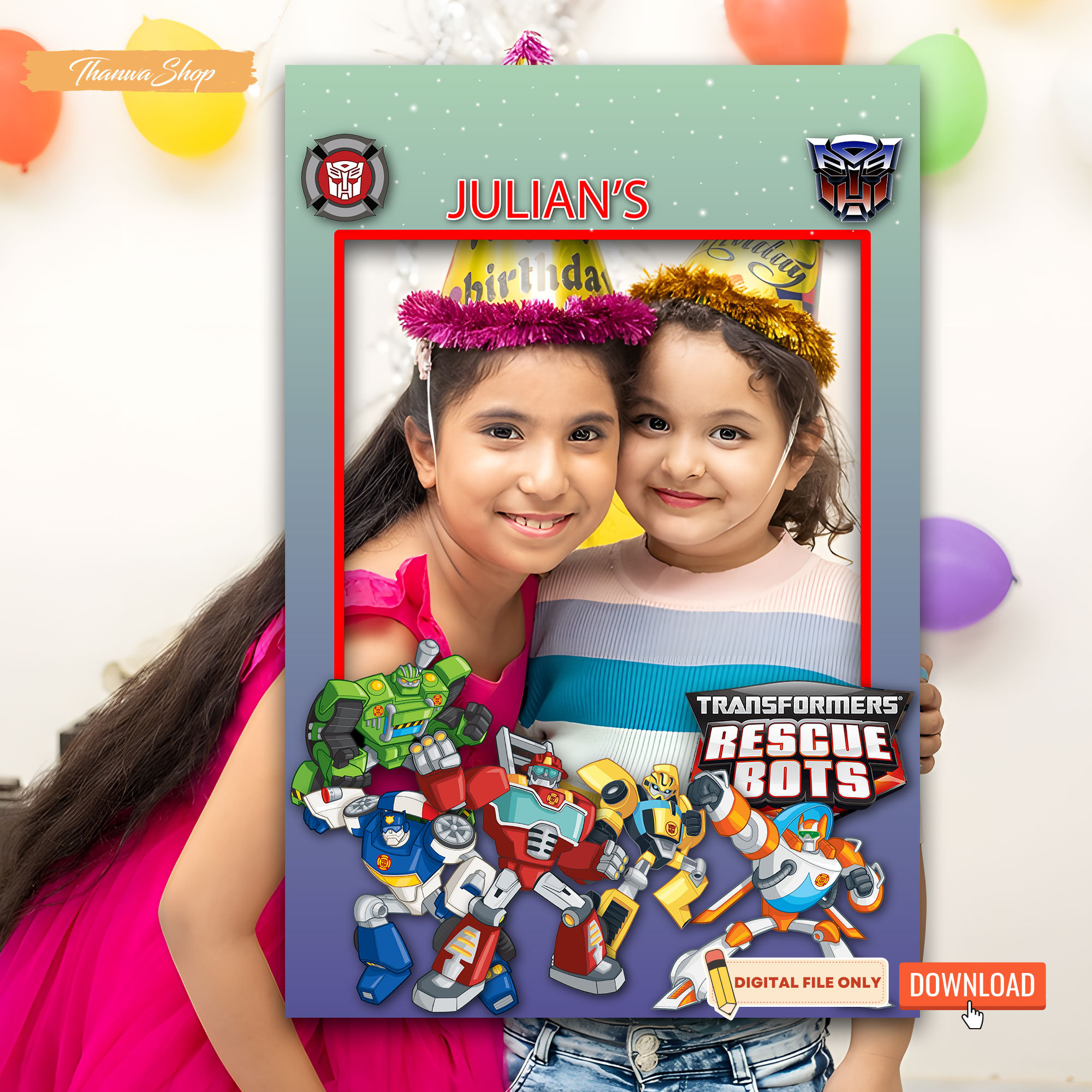 Rescue Bots Birthday Photo Booth Frame Selfie Frame Rescue - Etsy