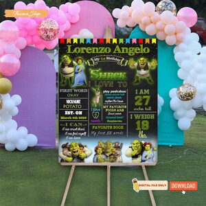 Shrek Birthday Chalkboard,shrek Birthday Party, Shrek Party Banner ...