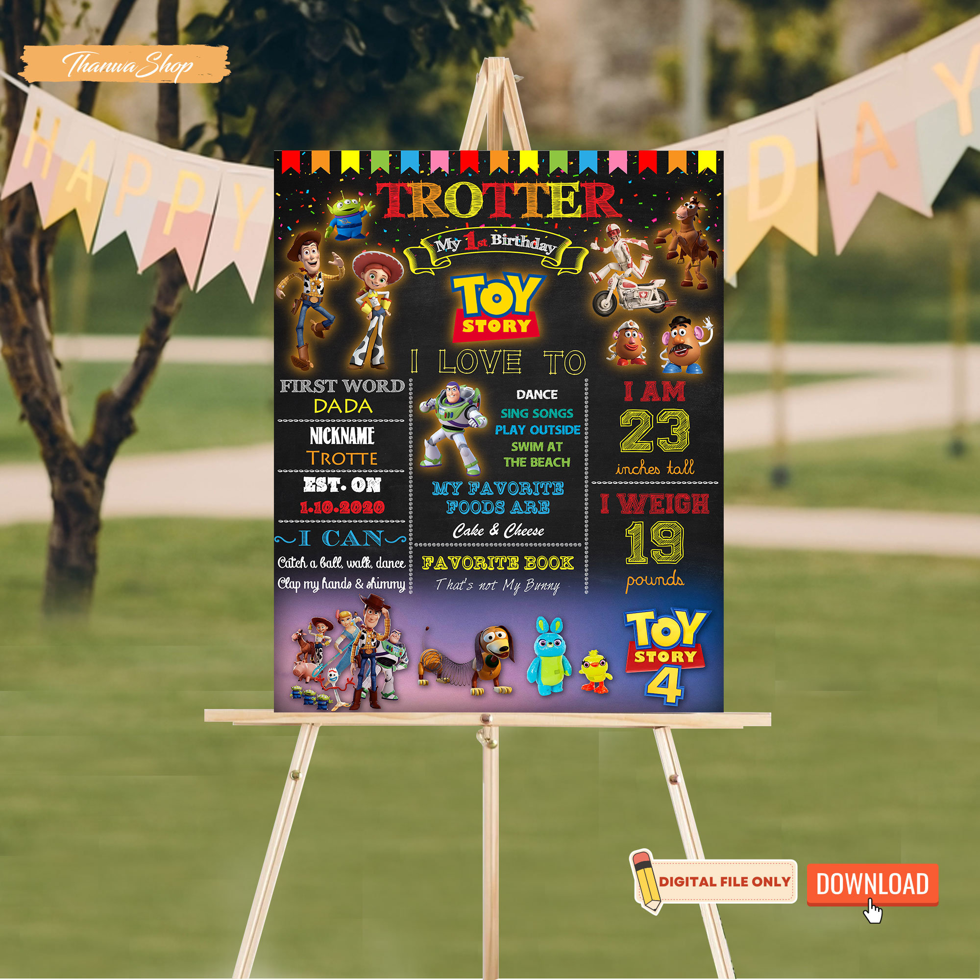 Toy Story Chalkboard Postertoy Story Birthday Poster - Etsy