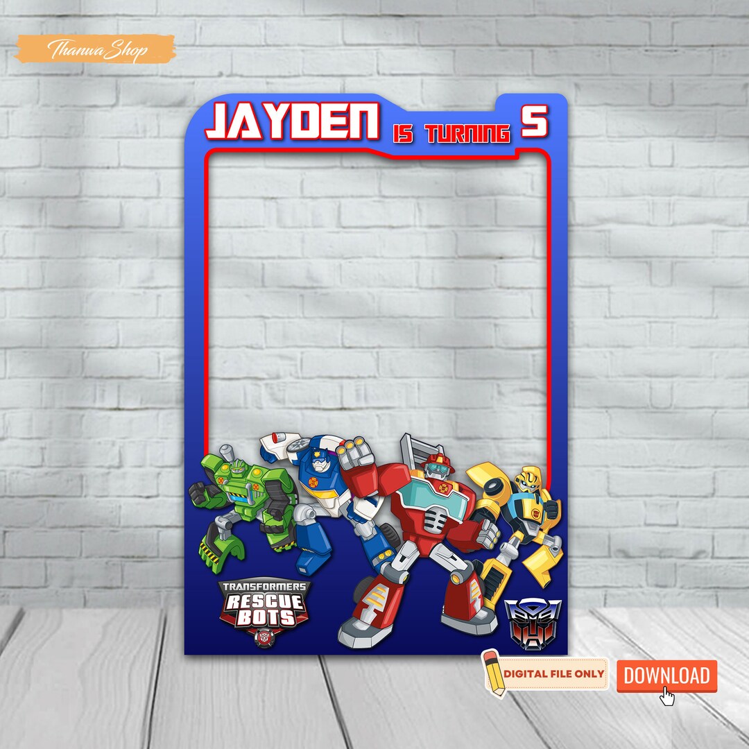 Rescue Bots Photo Booth Frame, Rescue Bot Birthday, Transformer ...