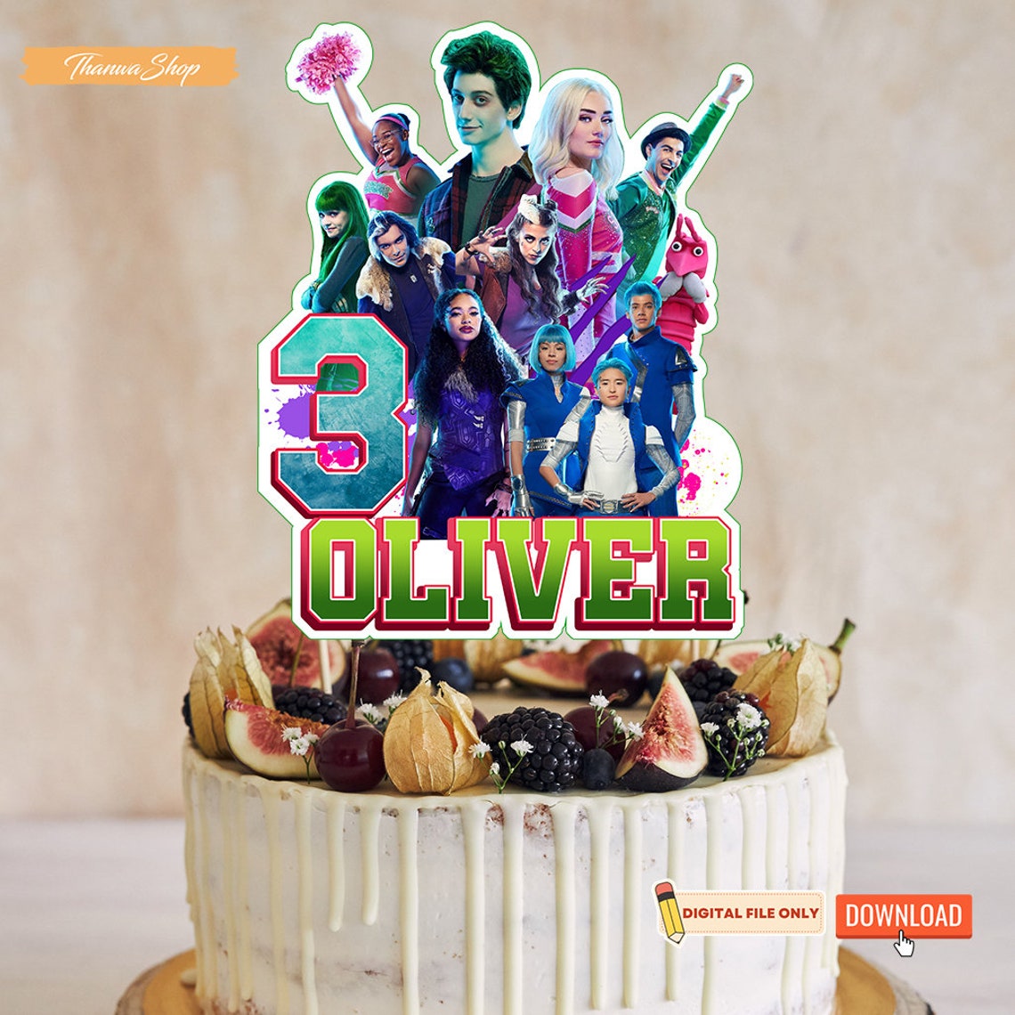 Printable Zombie 3 Cake Topper Zombies 3 Party Printable - Etsy