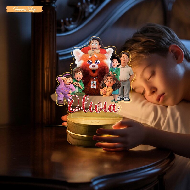 Personalized Turning Red Night Light, Custom Mei Panda LED Lamp, Red ...