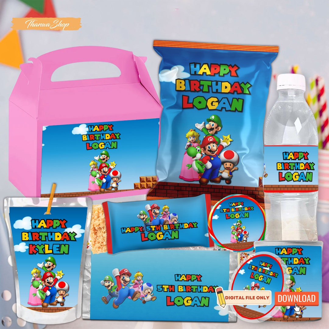 Printable Personalized Supper Mario Birthday Pack Party Supplies Bundle ...