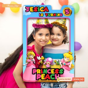 Printable Princess Peach Super Mario Kids Photo Booth Frame, Mario Bros ...