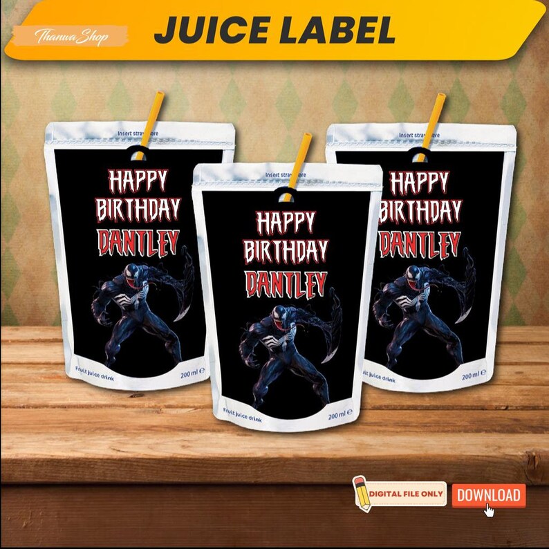 Printable Personalized Venom Party Supplies Bundle Superhero - Etsy