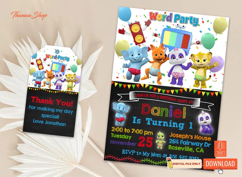 Word Party Birthday Invitation Word Party Video Invite Kids - Etsy