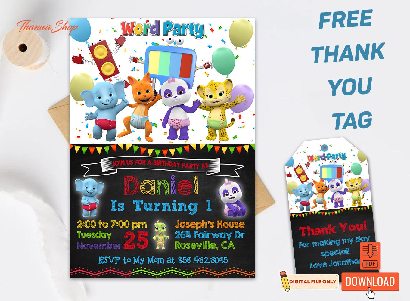 Word Party Birthday Invitation Word Party Video Invite Kids - Etsy