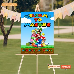 Mario Brothers Sign, Personalized Birthday Welcome Sign, Mario Bros ...
