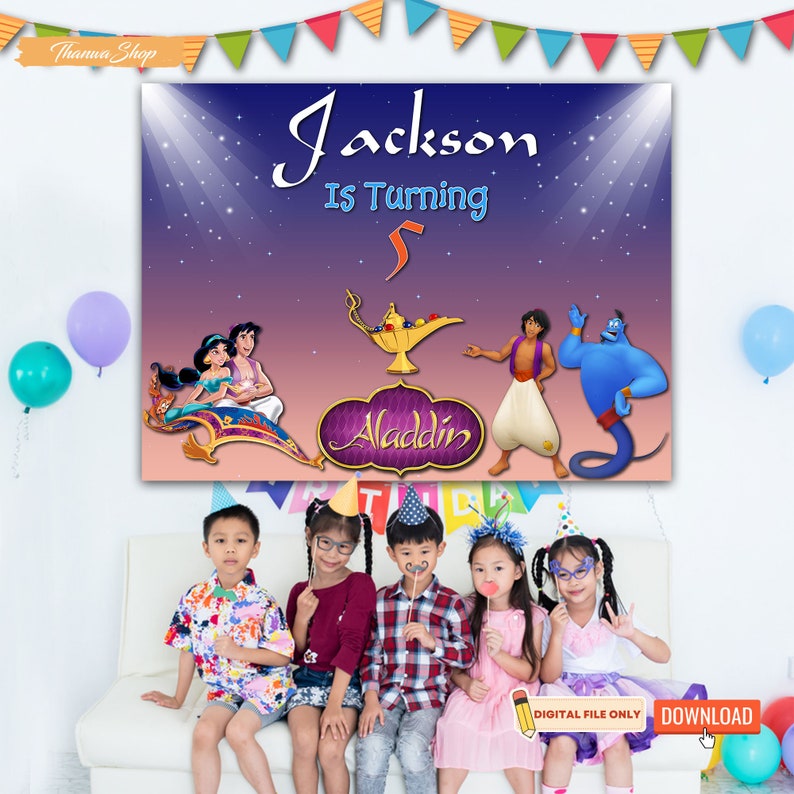 Aladdin Banner Aladdin Birthday Backdrop Princess Party - Etsy