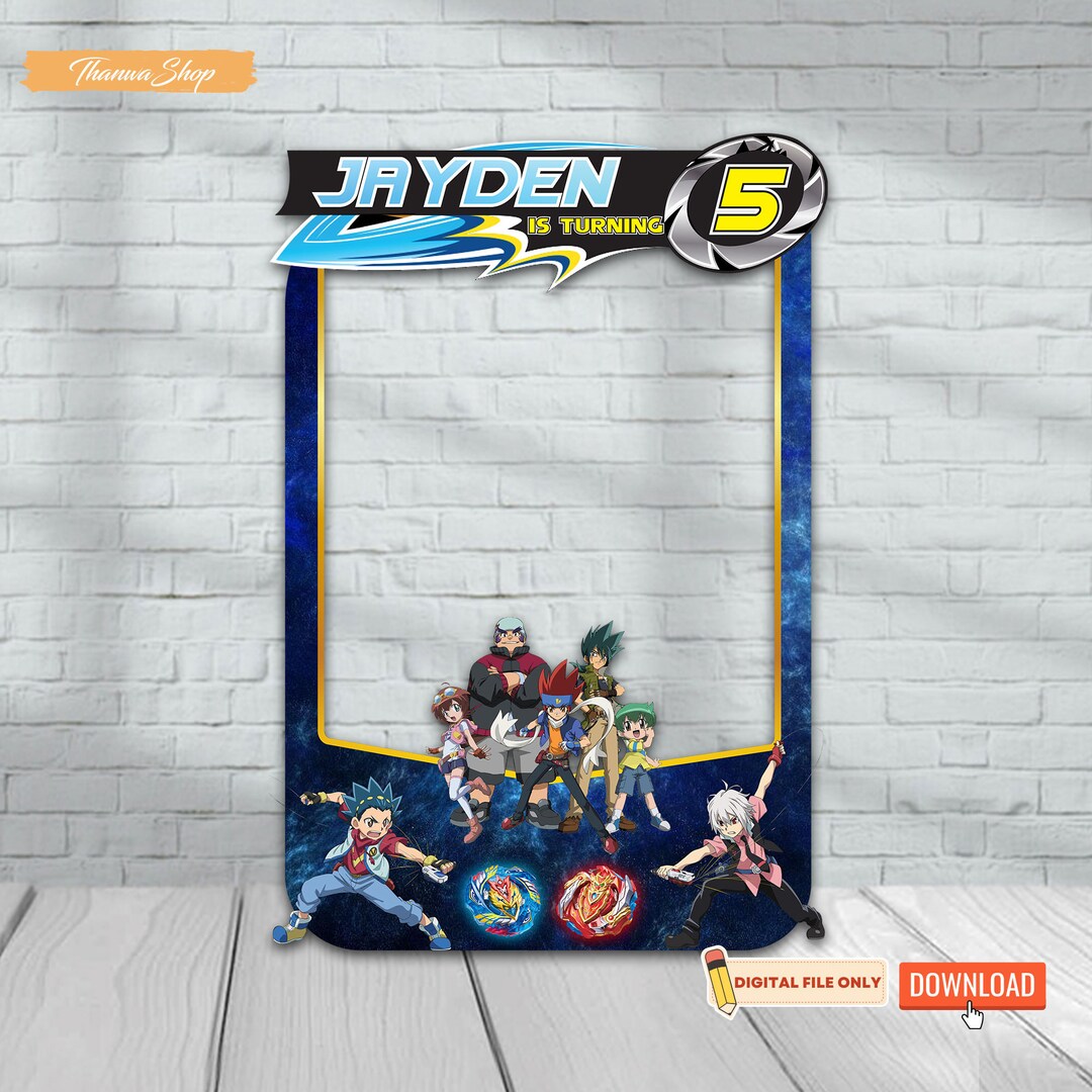 Happy Birthday Photo Prop Frame, Beyblade Photo Booth Frame, Photo ...