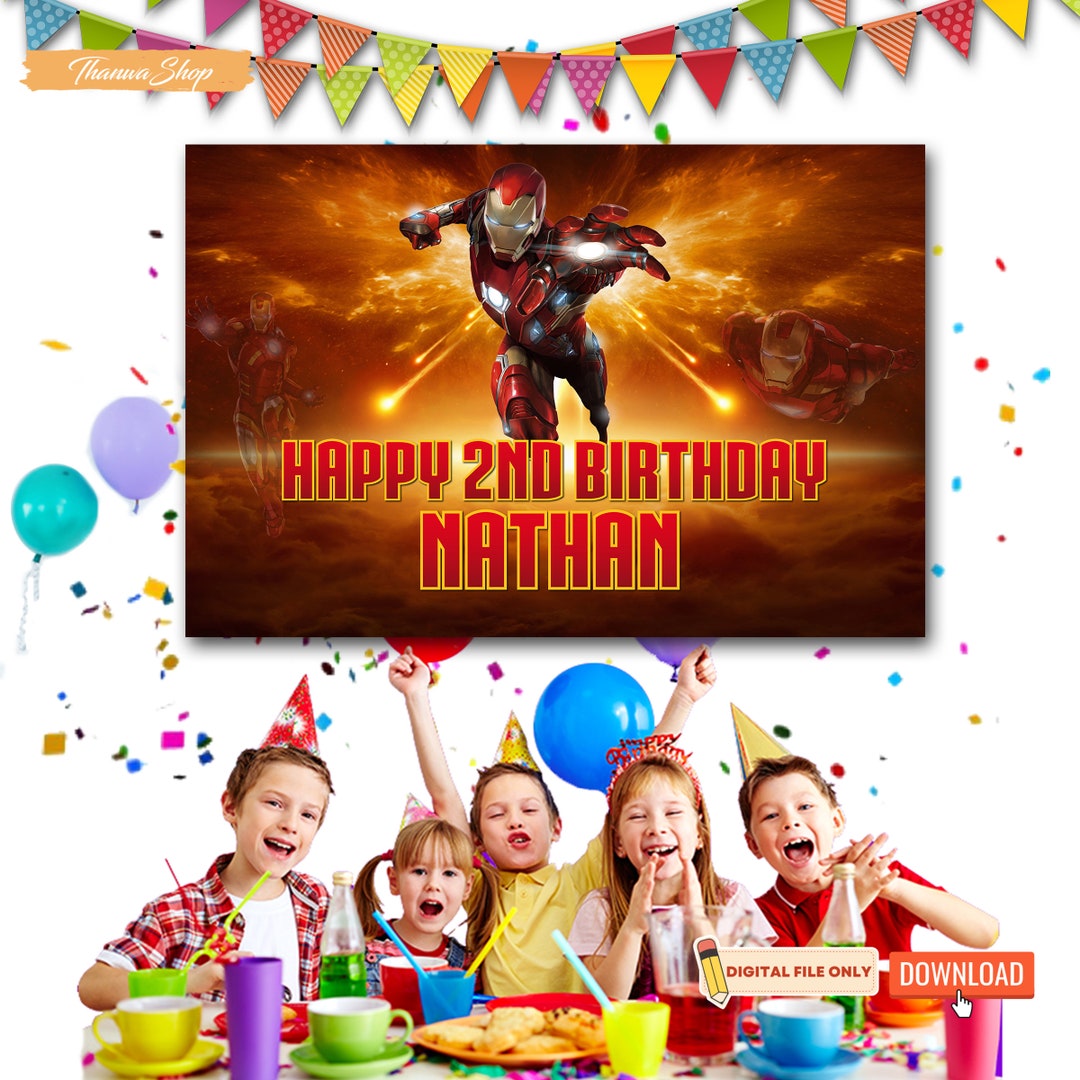 Iron Man Birthday Banner, Iron Man Party Banner, Iron Man Banner ...