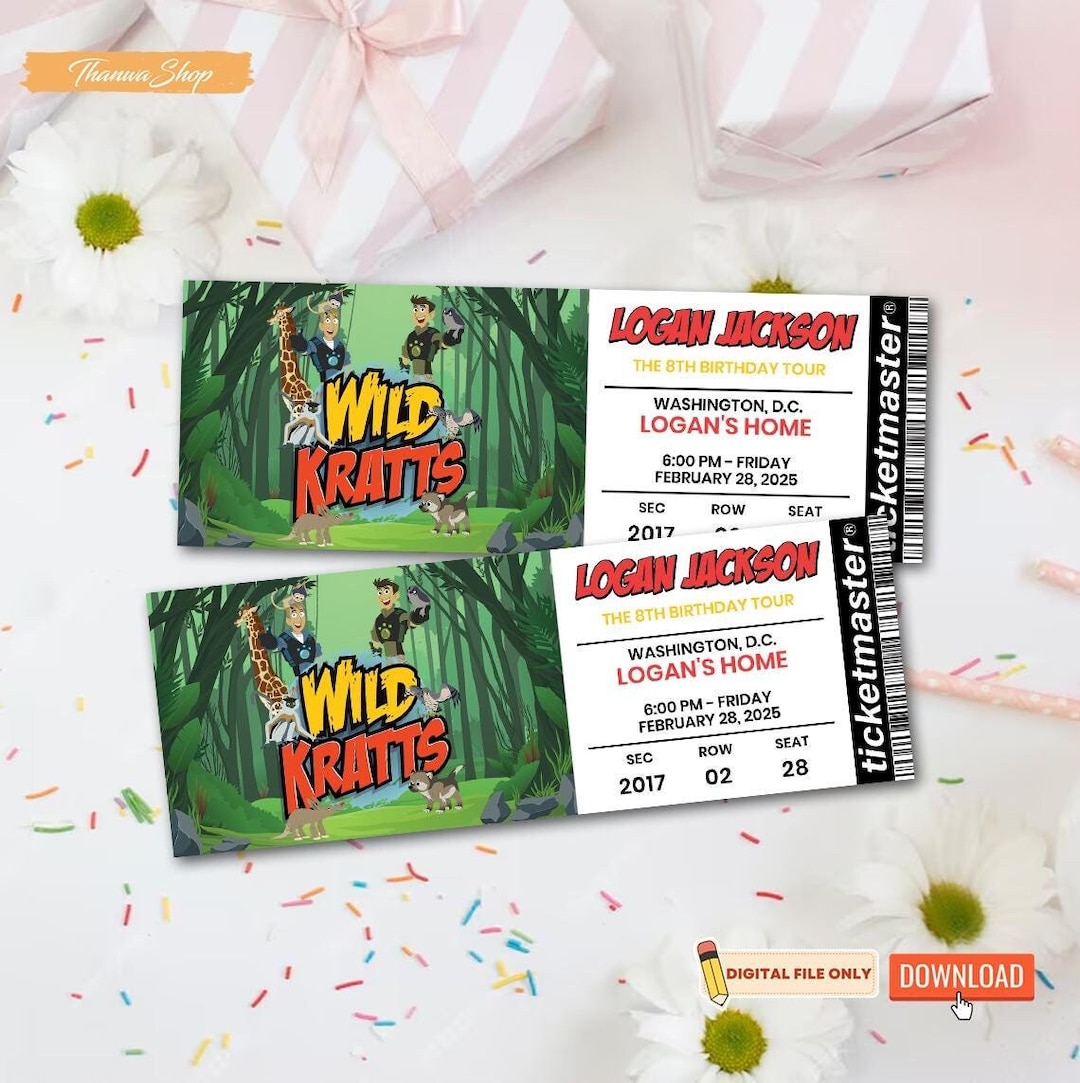 Wild Kratts Ticket Birthday Invitation: Personalized Theme Party ...