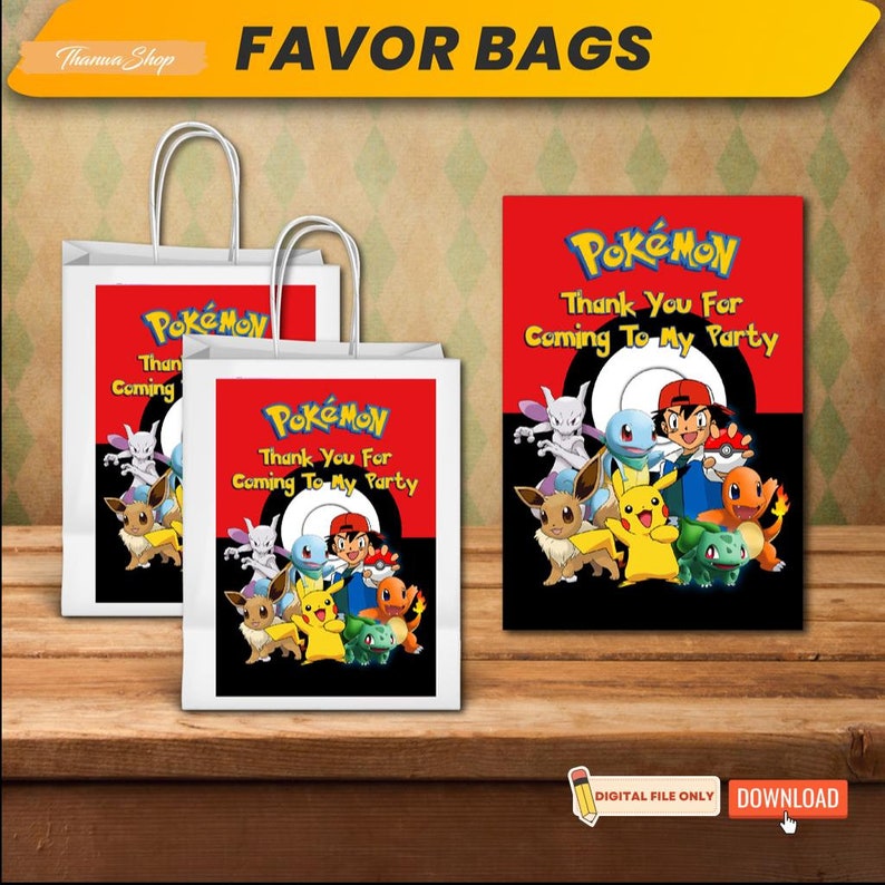 Printable Personalized Pokemon Pack 4 Party Supplies Bundle - Etsy