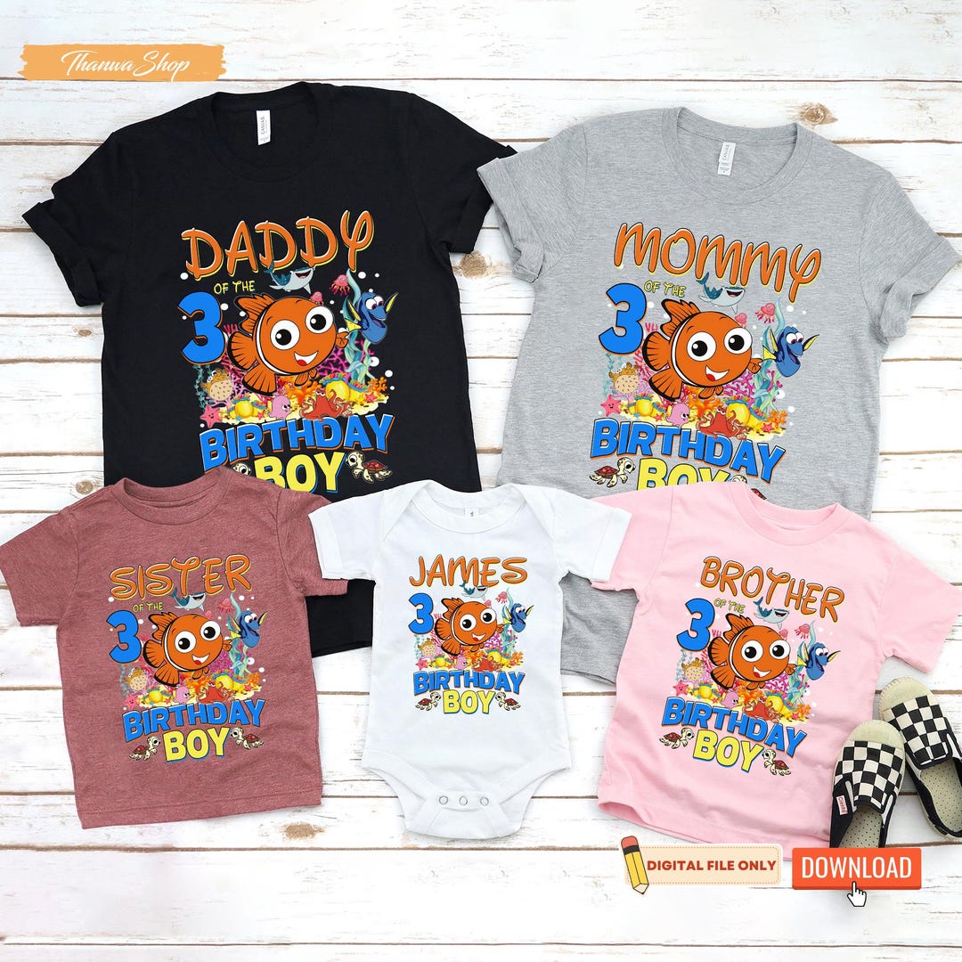 Finding Nemo Birthday Shirt Png, Finding Dory Birthday Outfit Gift ...