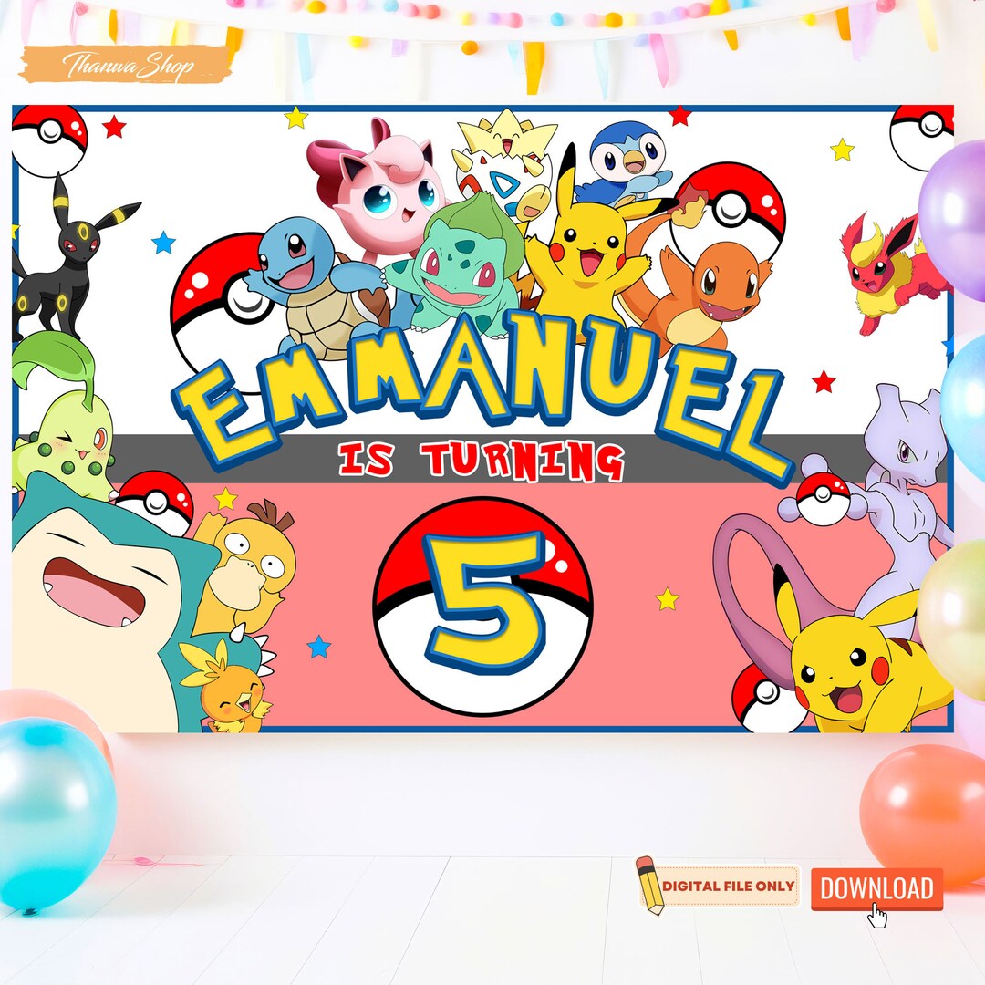 Printables Personalized Pokemon Birthday Party Banners, Baby Shower ...