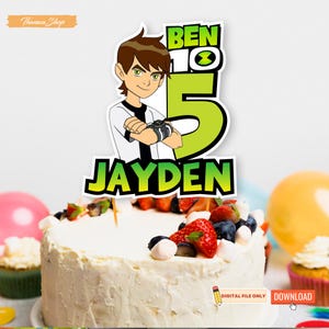 Printable Ben 10 Cake Topper, Personalized Ben 10 Birthday Party Decor ...