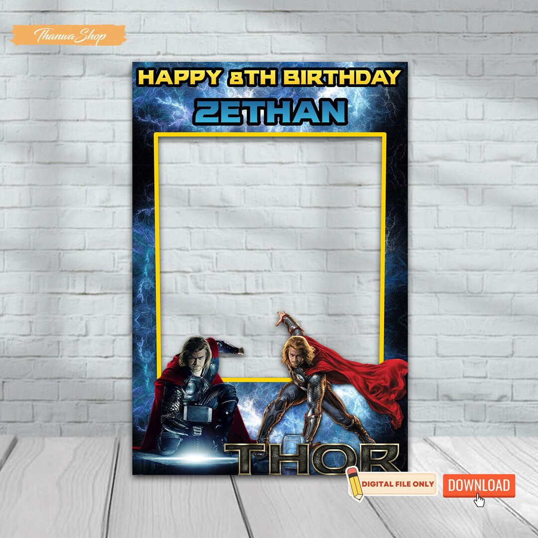 Thor Photo Booth Frame, Superhero Birthday Party, Photo Booth Frame ...