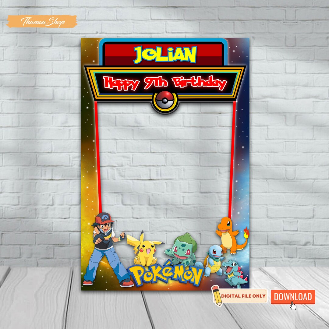 Pokemon Photo Booth Frame, Personalized Selfie Frame, Pokemon Party ...