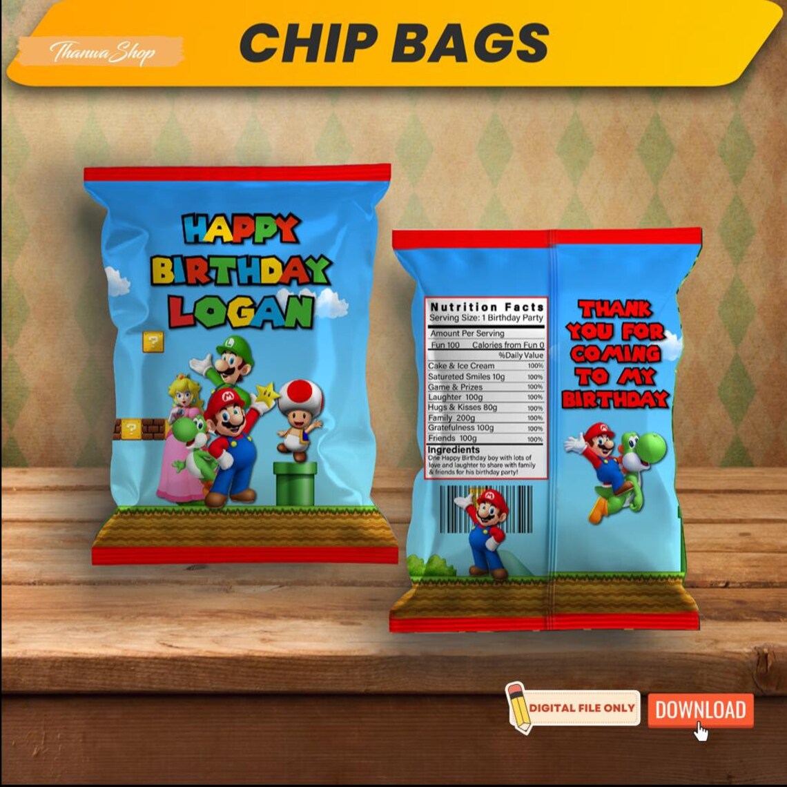 Printable Personalized Super Mario Party Supplies Bundle - Etsy