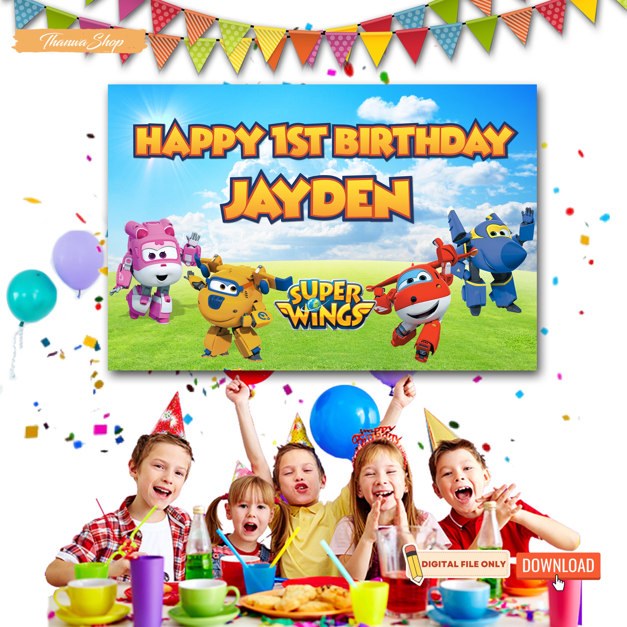 Super Wings Birthday Banner Super Wings Birthday Super Wings - Etsy