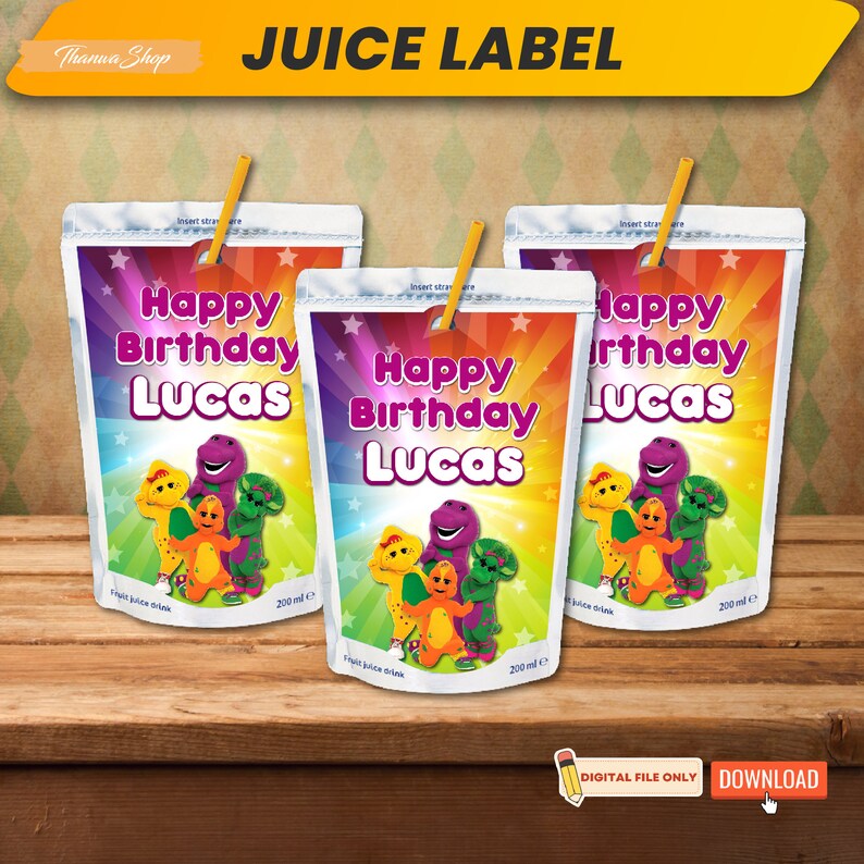 Printable Personalized Barney Party Supplies Bundlecustom - Etsy