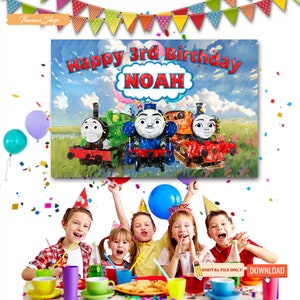 Printable Thomas and Friends Birthday Backdrop Banner for Kids ...